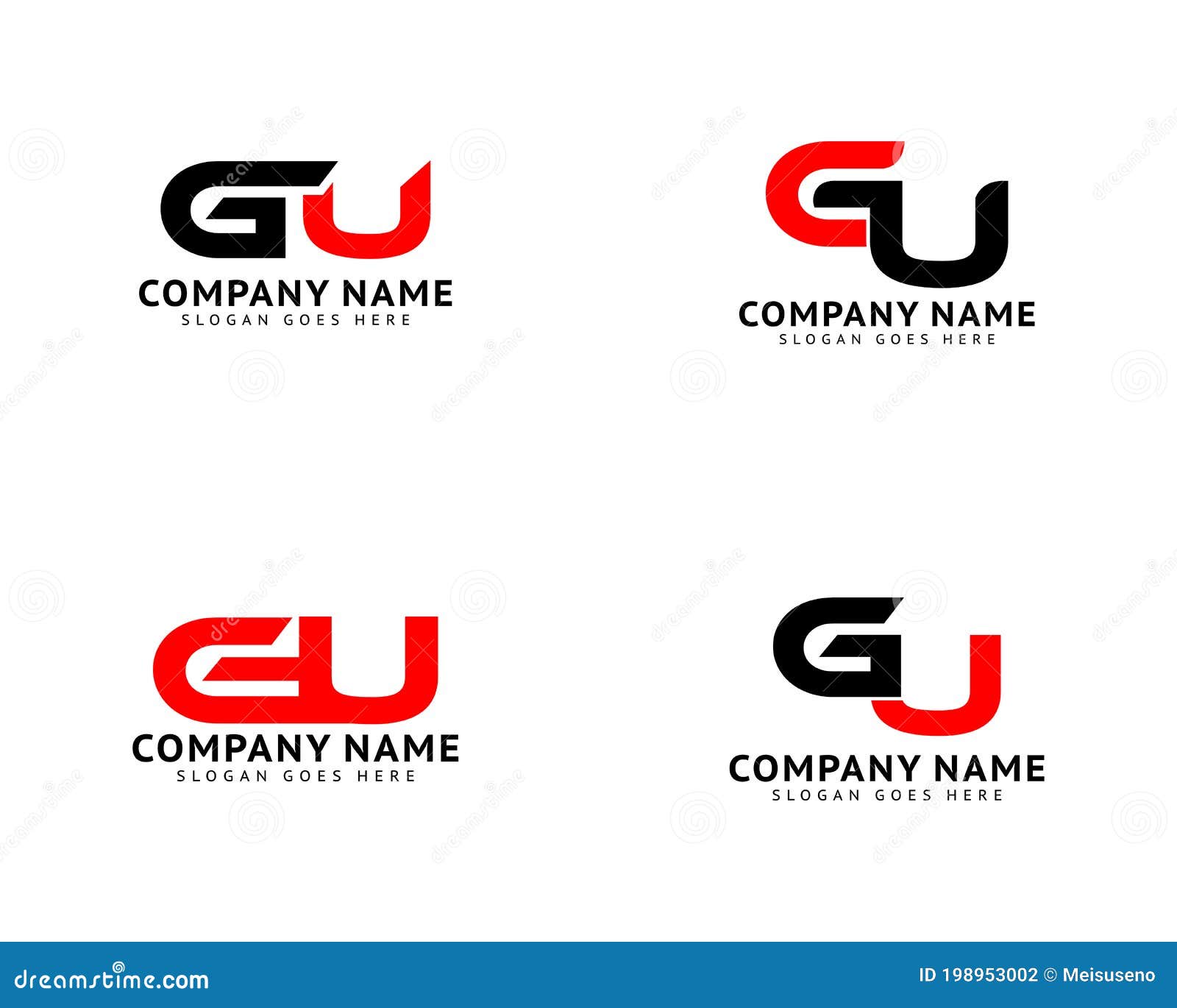 Set of Initial Letter GU Logo Template Design Stock Vector ...
