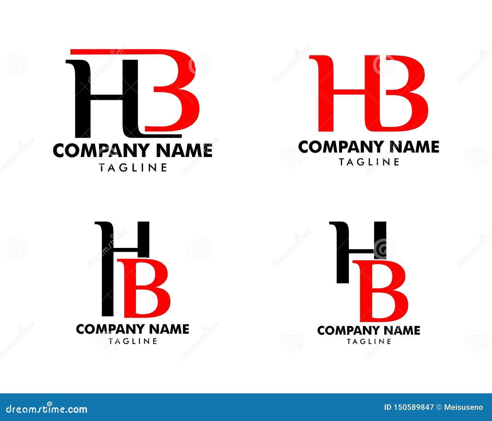 Set of Initial Letter HB Logo Template Design Stock Vector ...