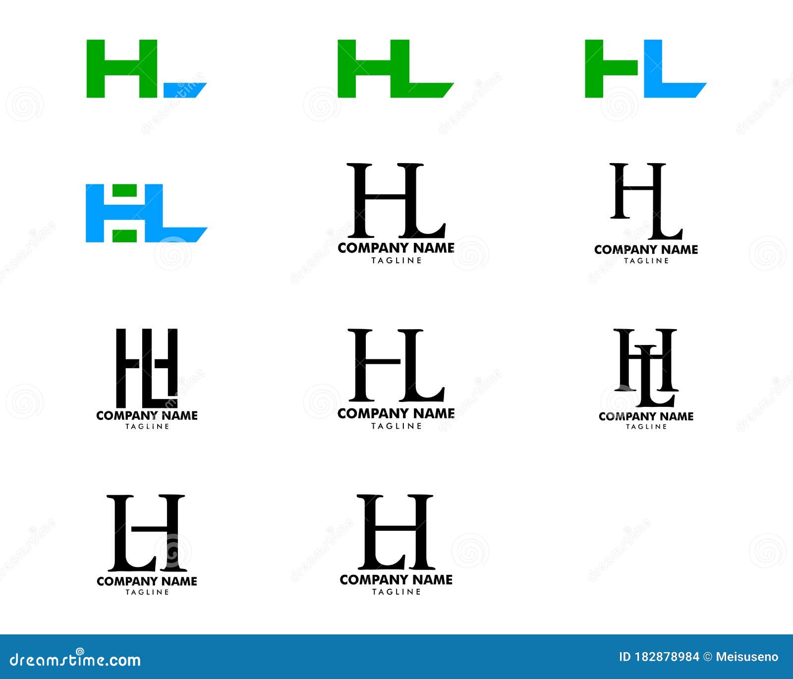 Set of Initial Letter HL Design Logo Stock Vector - Illustration of ...