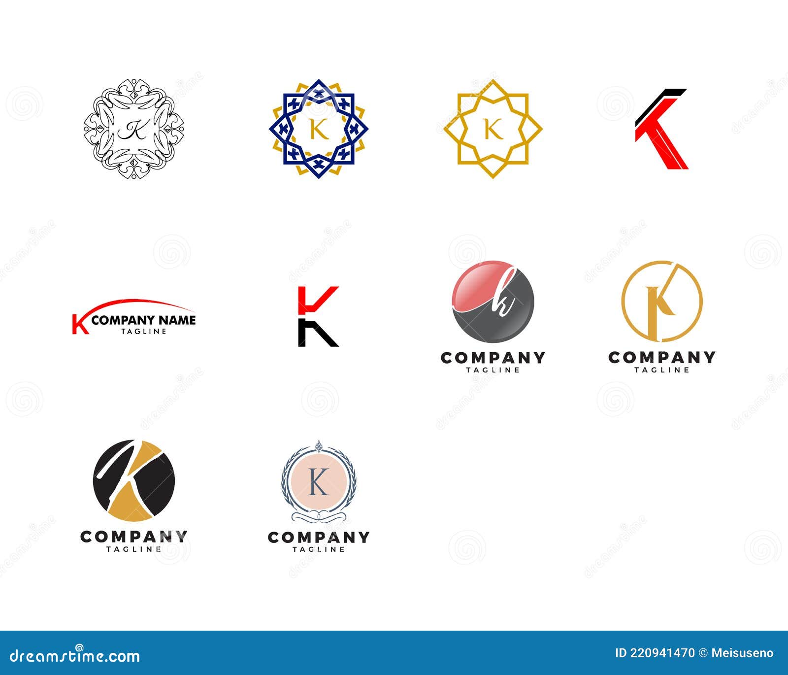 Set of Initial Letter K Logo Design Template Stock Vector ...