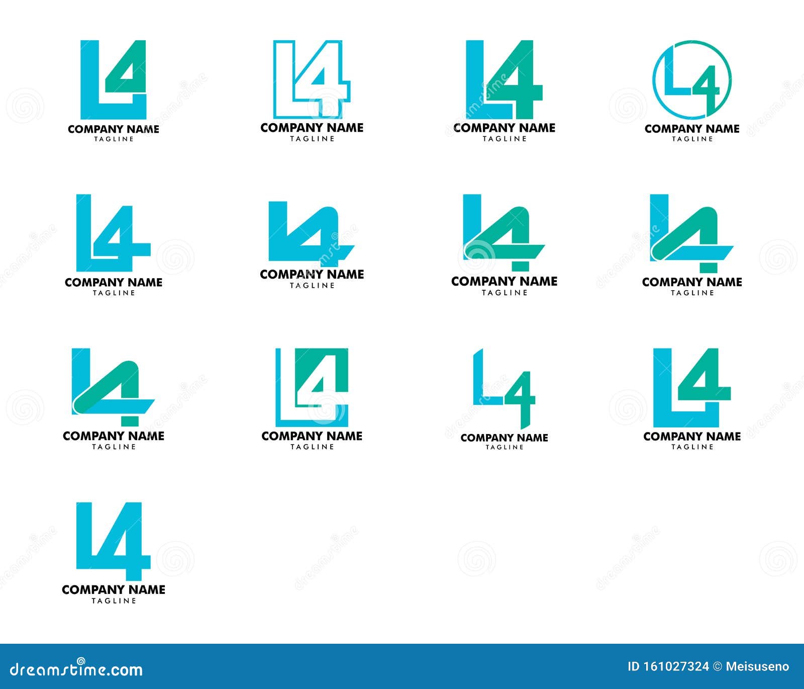 Set of Initial Letter L4 Logo Template Design Stock Vector ...