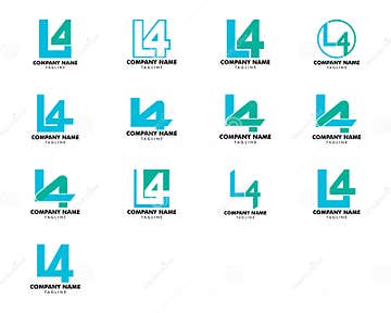 Set of Initial Letter L4 Logo Template Design Stock Vector ...