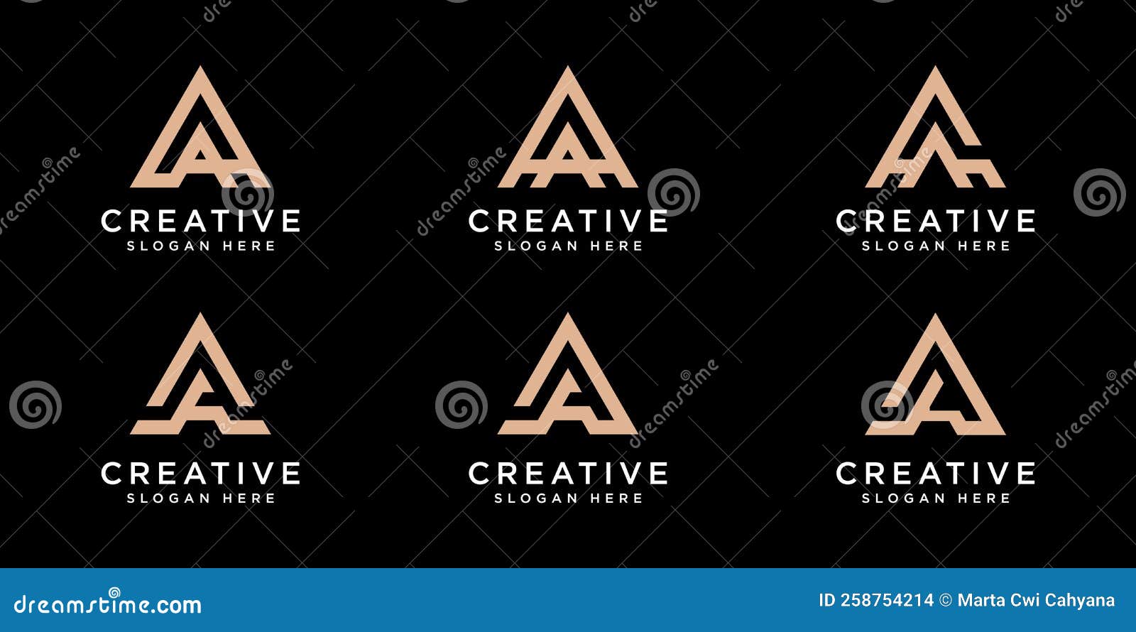 SET of Initial Letter a Logo Vector Mono Line Stock Illustration ...