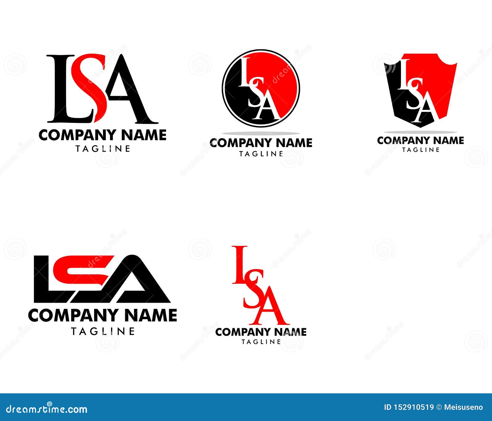 Set of Initial Letter LSA Logo Template Design Stock Vector ...