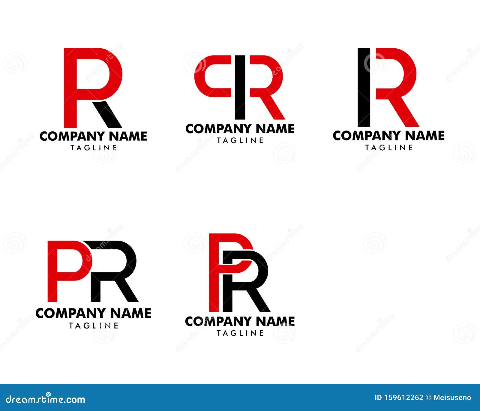 Set of Initial Letter PR Logo Template Design Stock Vector ...