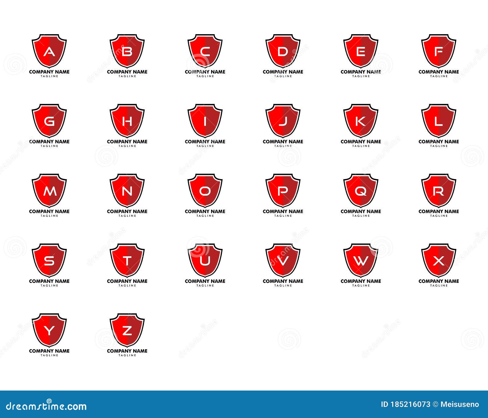 Set of Initial Letter Shield Secure Logo Design Vector Stock Vector ...