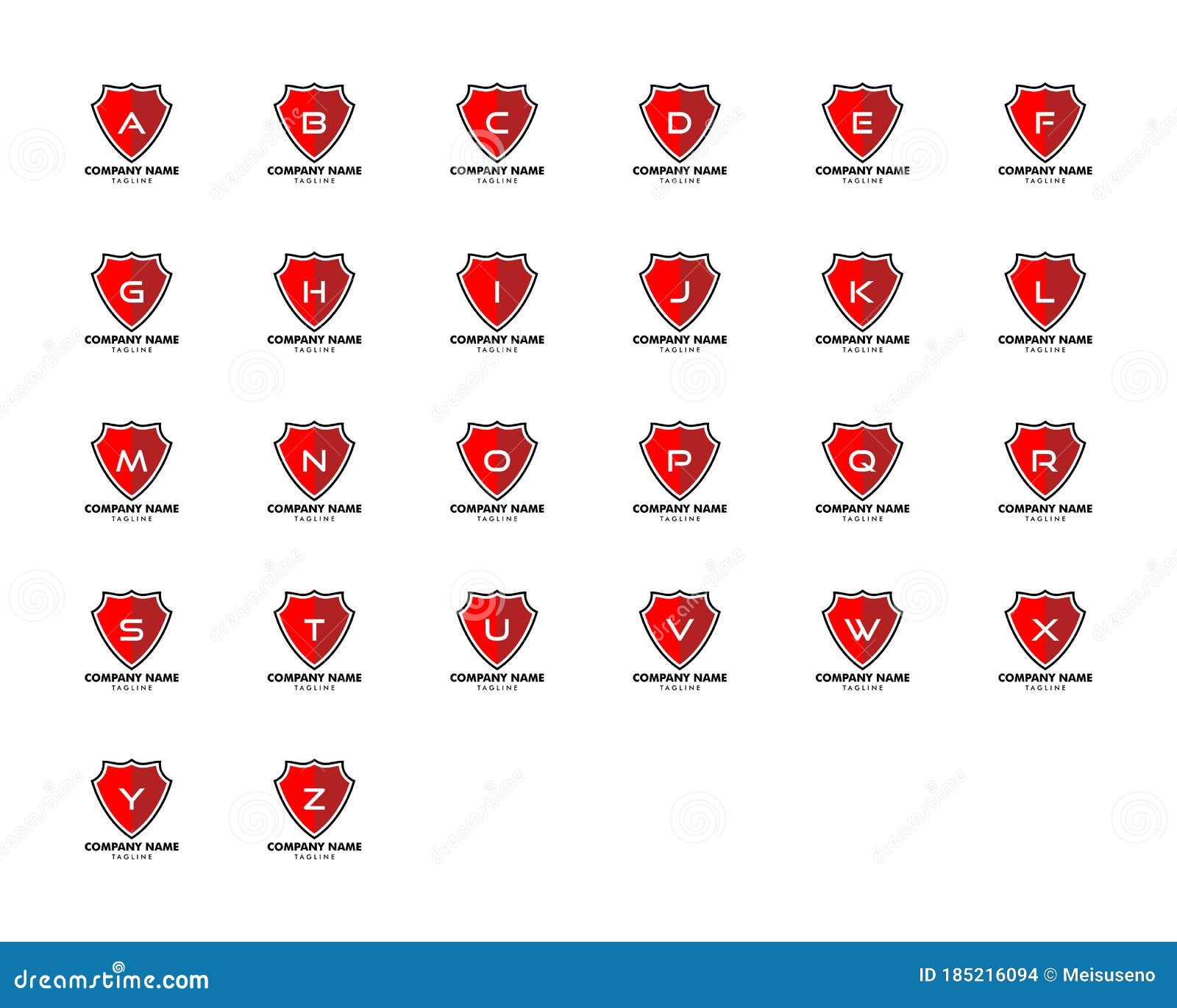 Set of Initial Letter Shield Secure Logo Design Vector Stock Vector ...