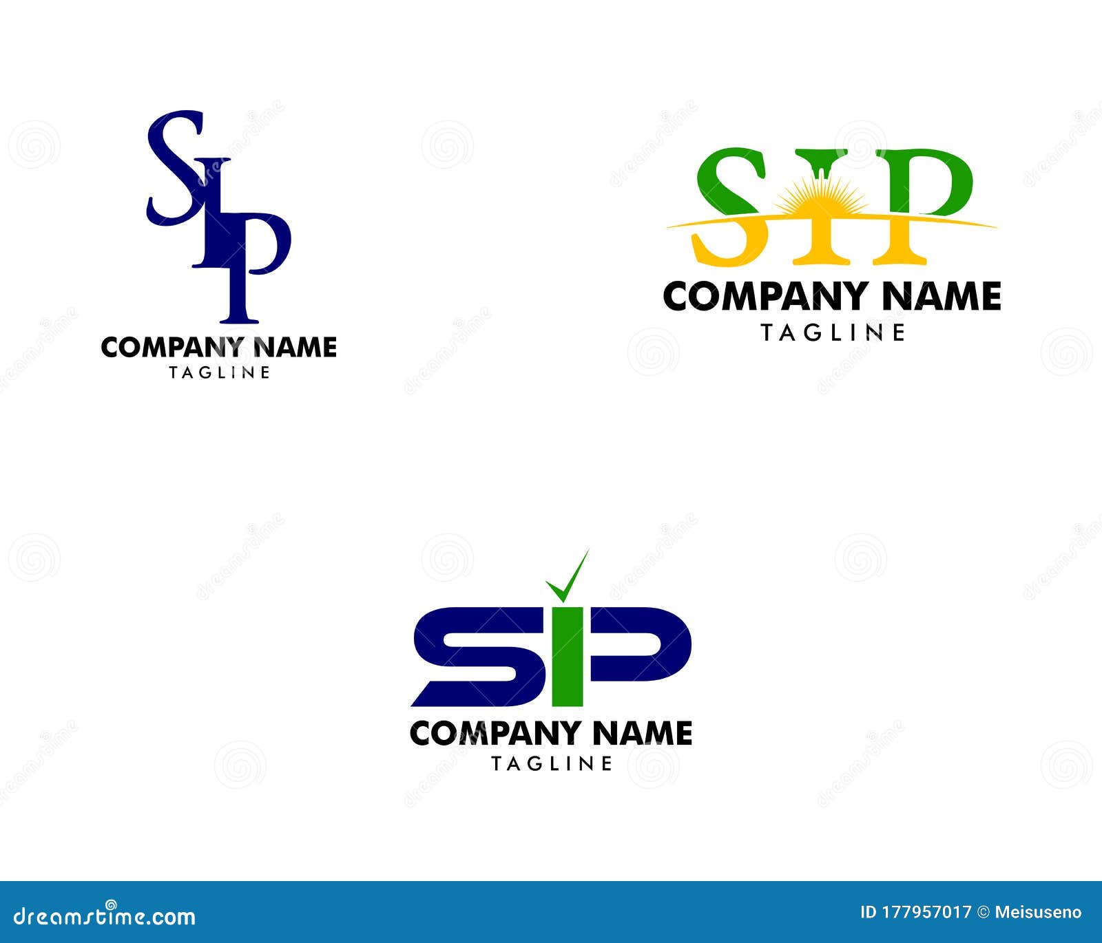 Set of Initial Letter SIP Logo Template Design Stock Vector ...