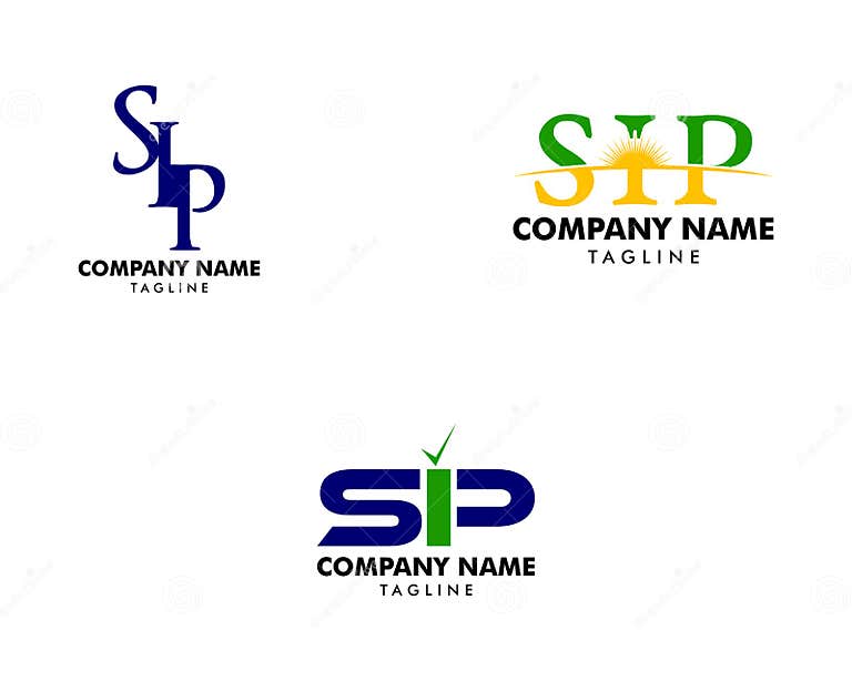 Set of Initial Letter SIP Logo Template Design Stock Vector ...