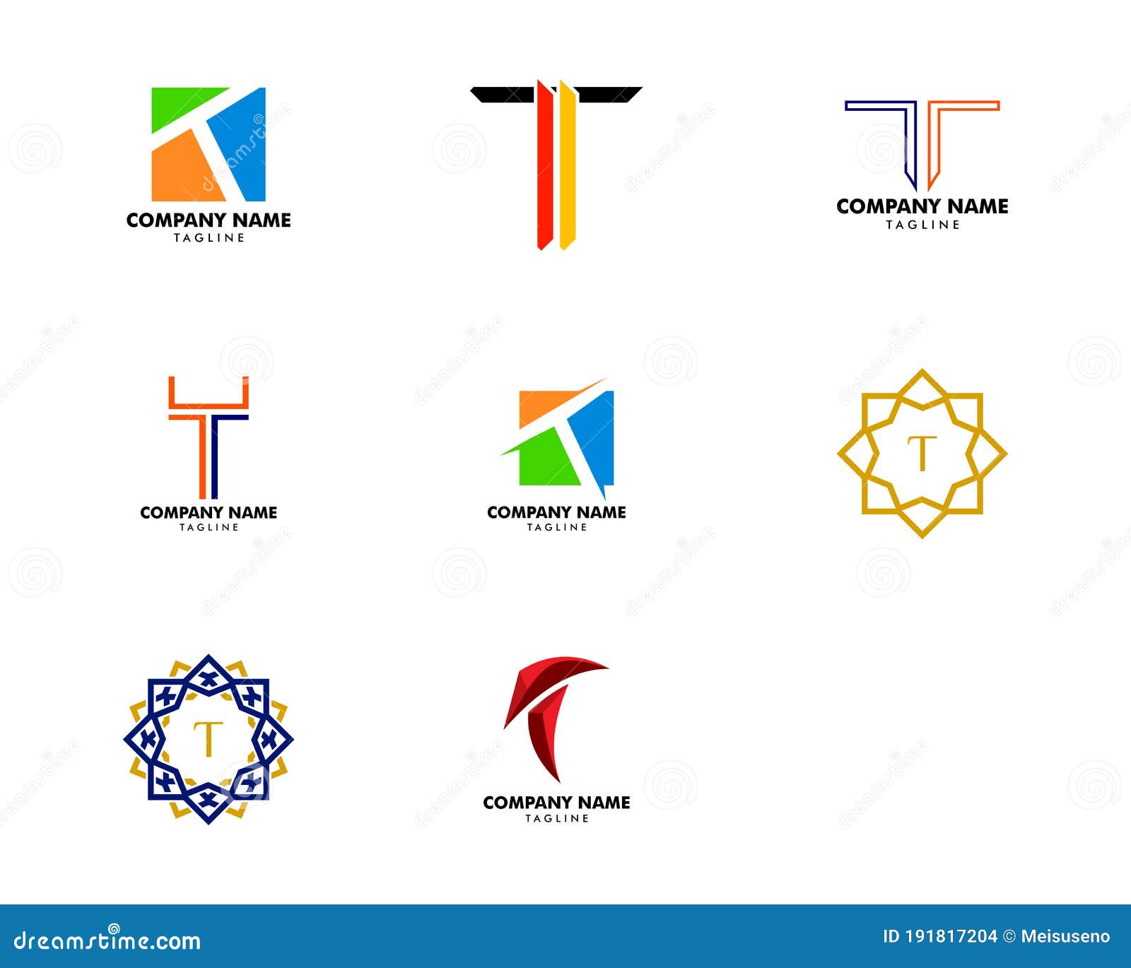 Set of Initial Letter T Logo Template Design Stock Vector ...