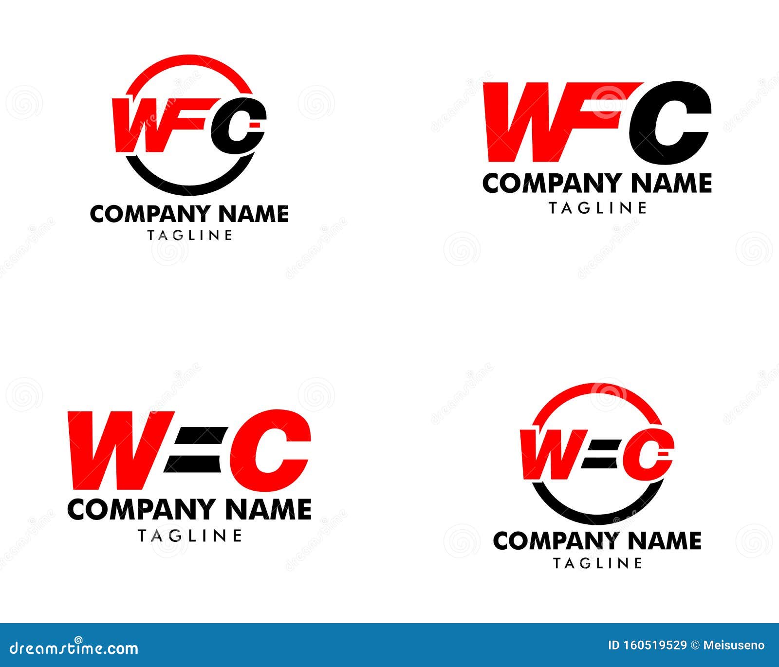 Set of Initial Letter WFC Logo Template Design Stock Vector ...