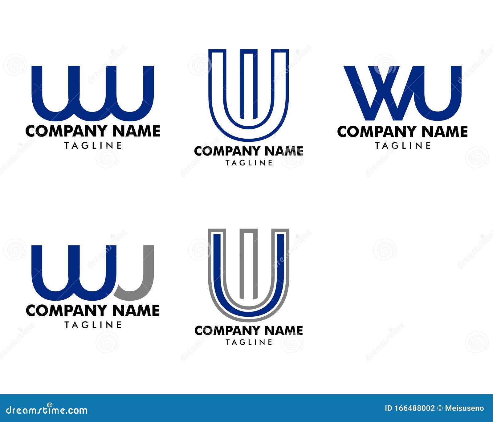 Set of Initial Letter WU Logo Template Design Stock Vector ...