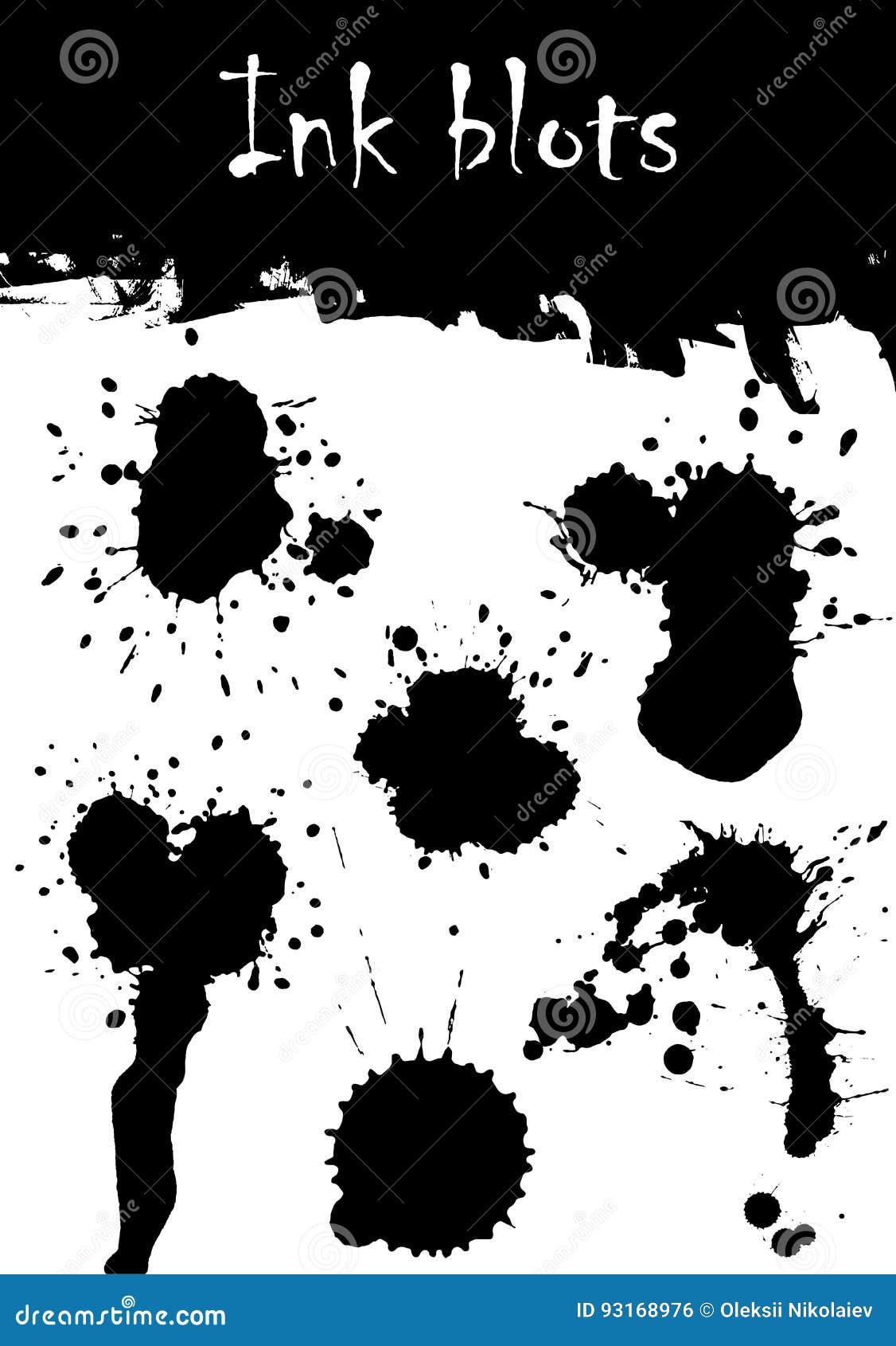 A Set of Ink Blots of Various Shapes. Vector. Stock Vector ...