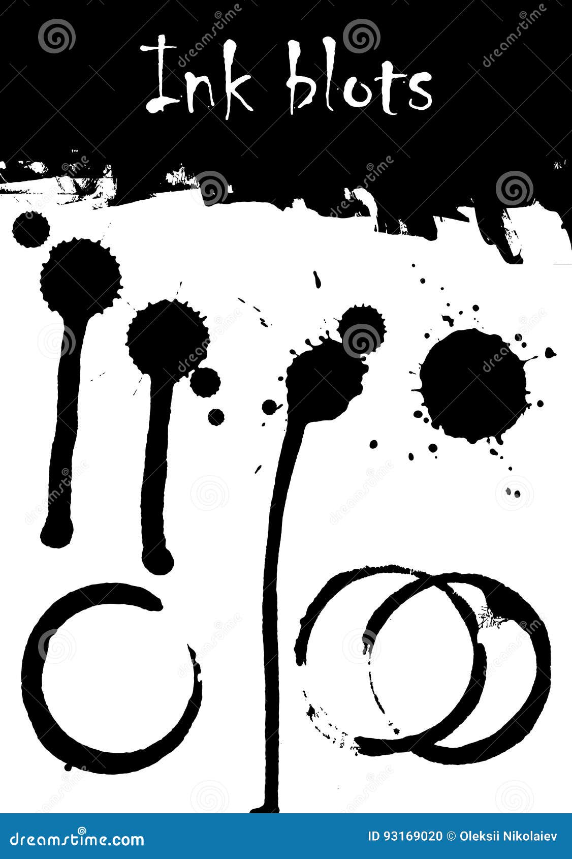 A Set of Ink Blots of Various Shapes. Vector. Stock Vector ...