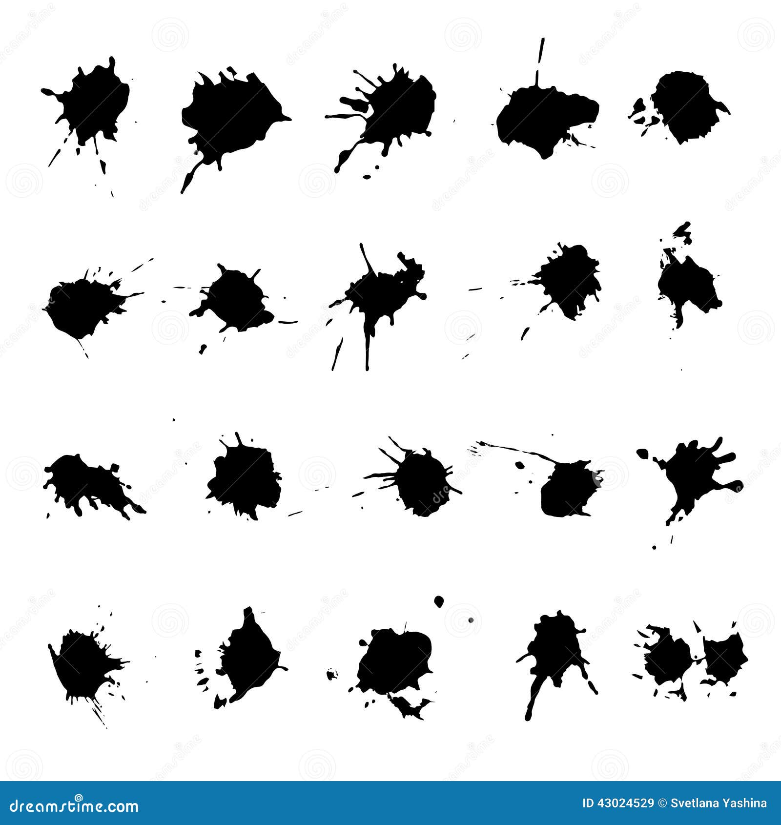 Set of ink blots stock vector. Illustration of graphic - 43024529