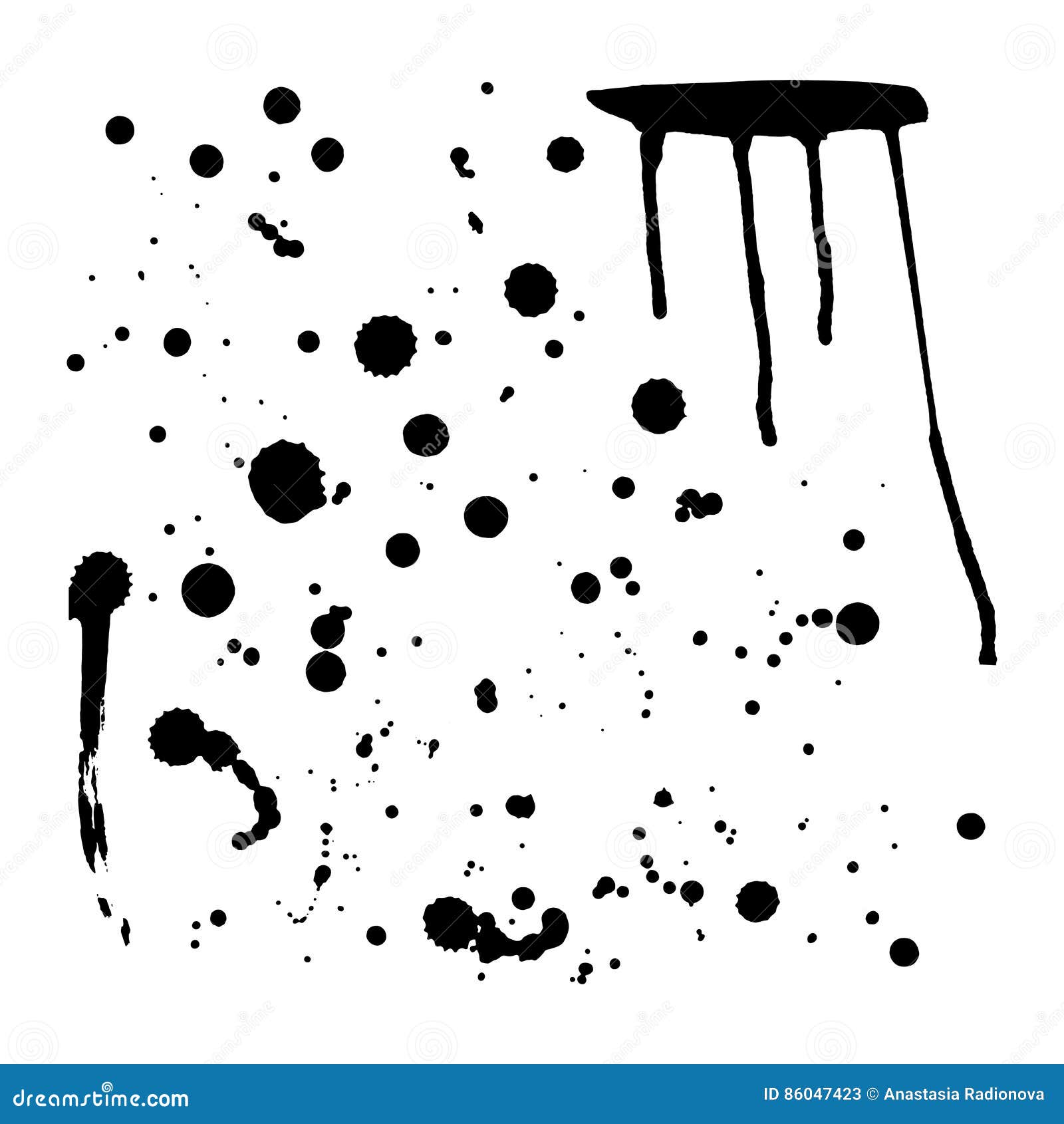 A Set of Ink Drops on Paper. Stock Vector - Illustration of graphic ...