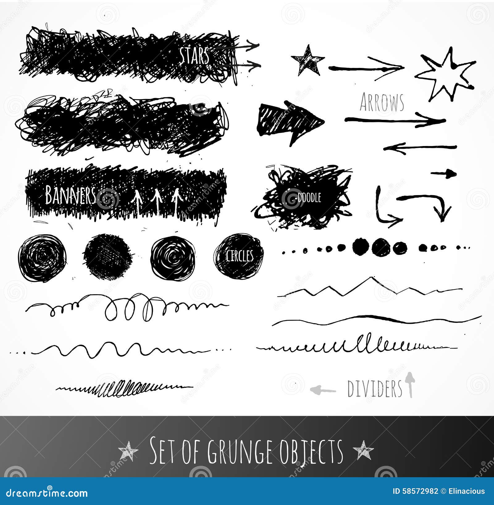 Set of Ink Grunge Objects for Your Design. Stock Vector - Illustration ...