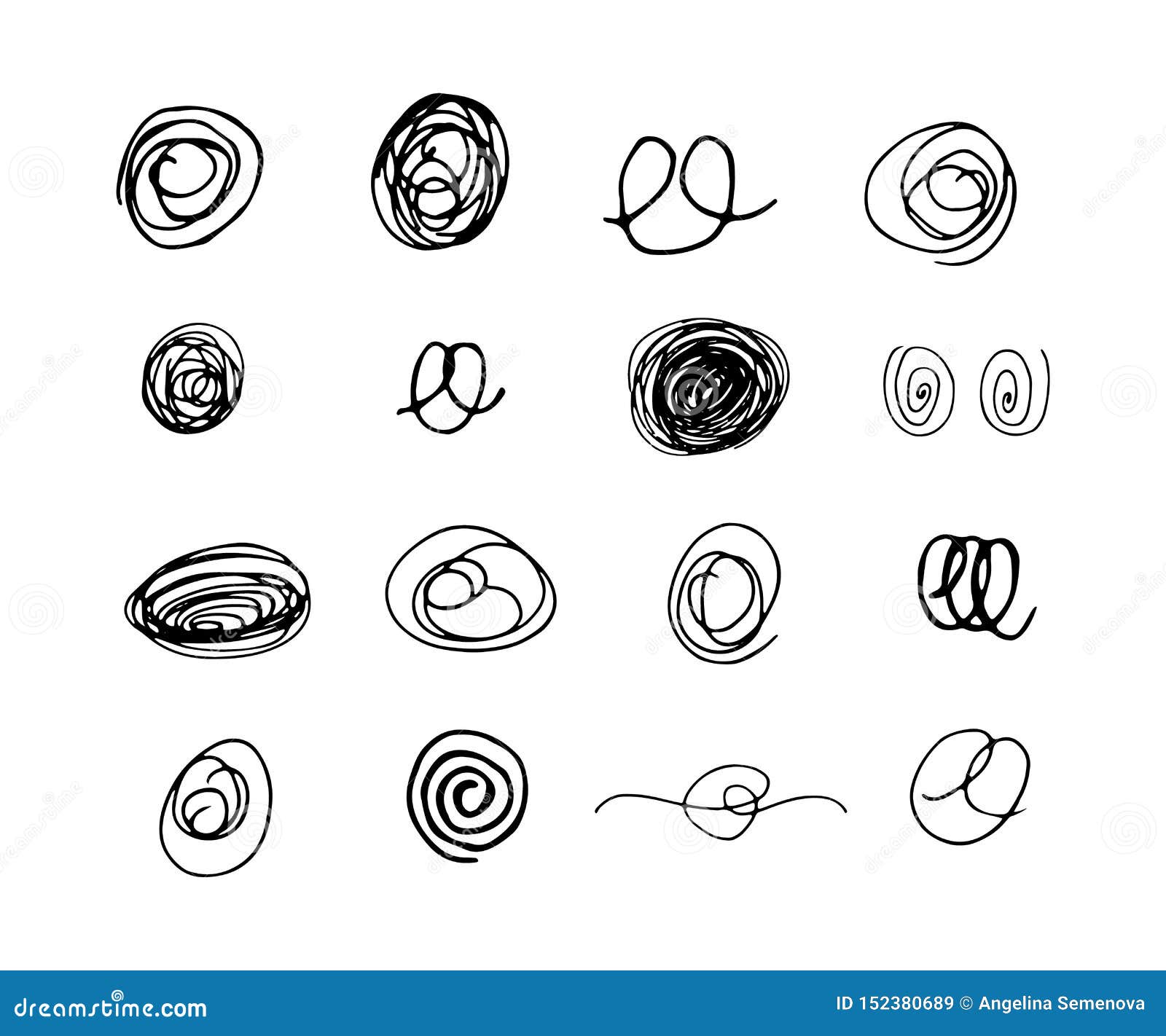 Set Of Ink Hand Draw Elements Square, Triangle, Circle, Heart, Spots ...