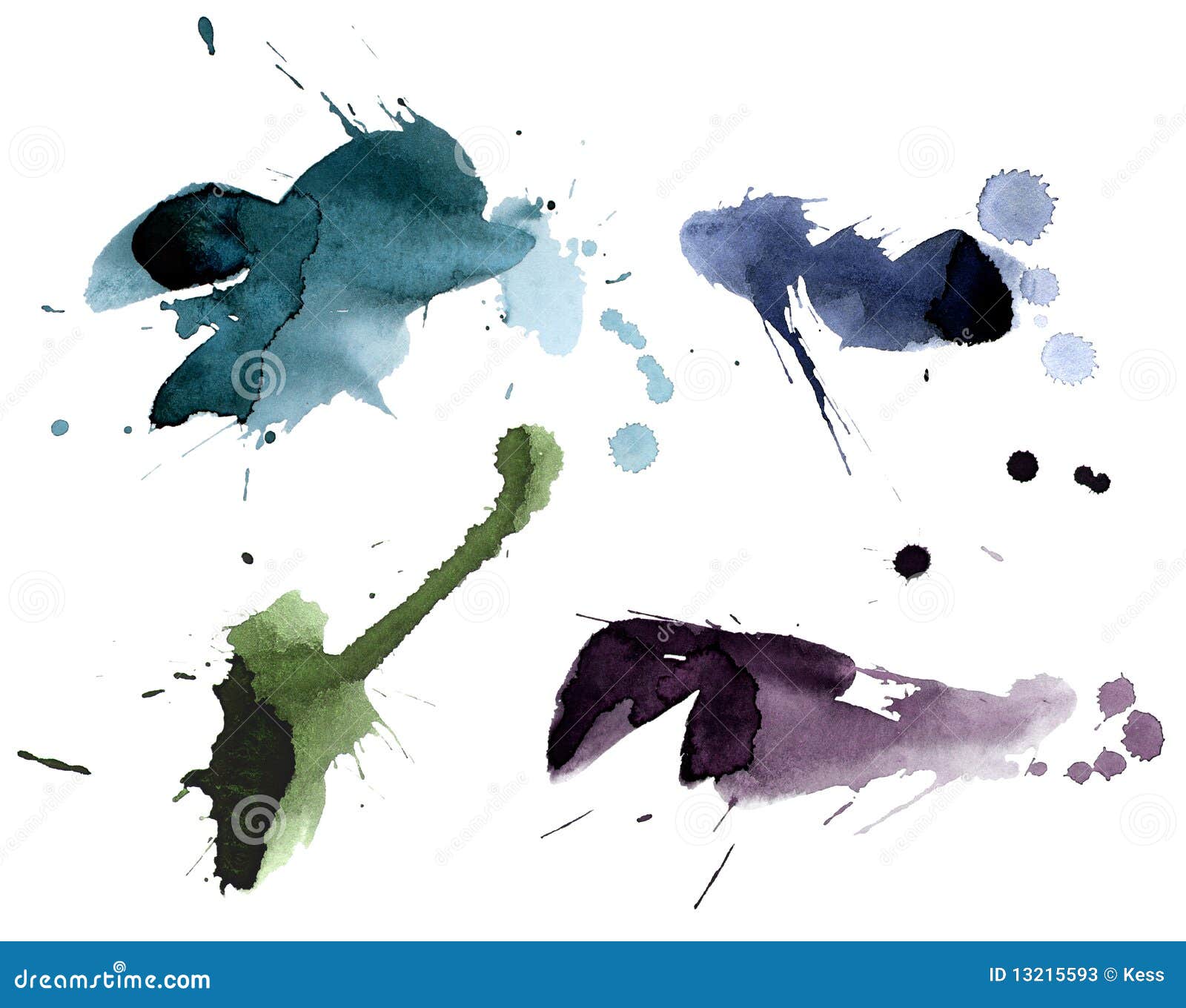 Set of ink splashes stock illustration. Illustration of silhouette ...