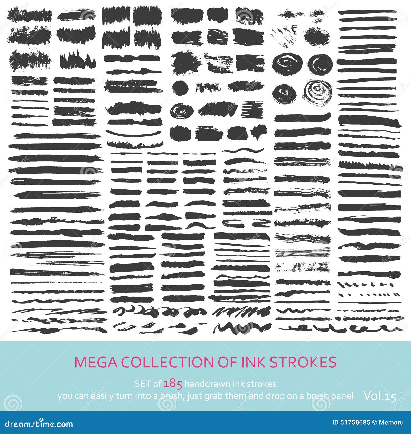 Set of ink strokes stock illustration. Illustration of black - 51750685