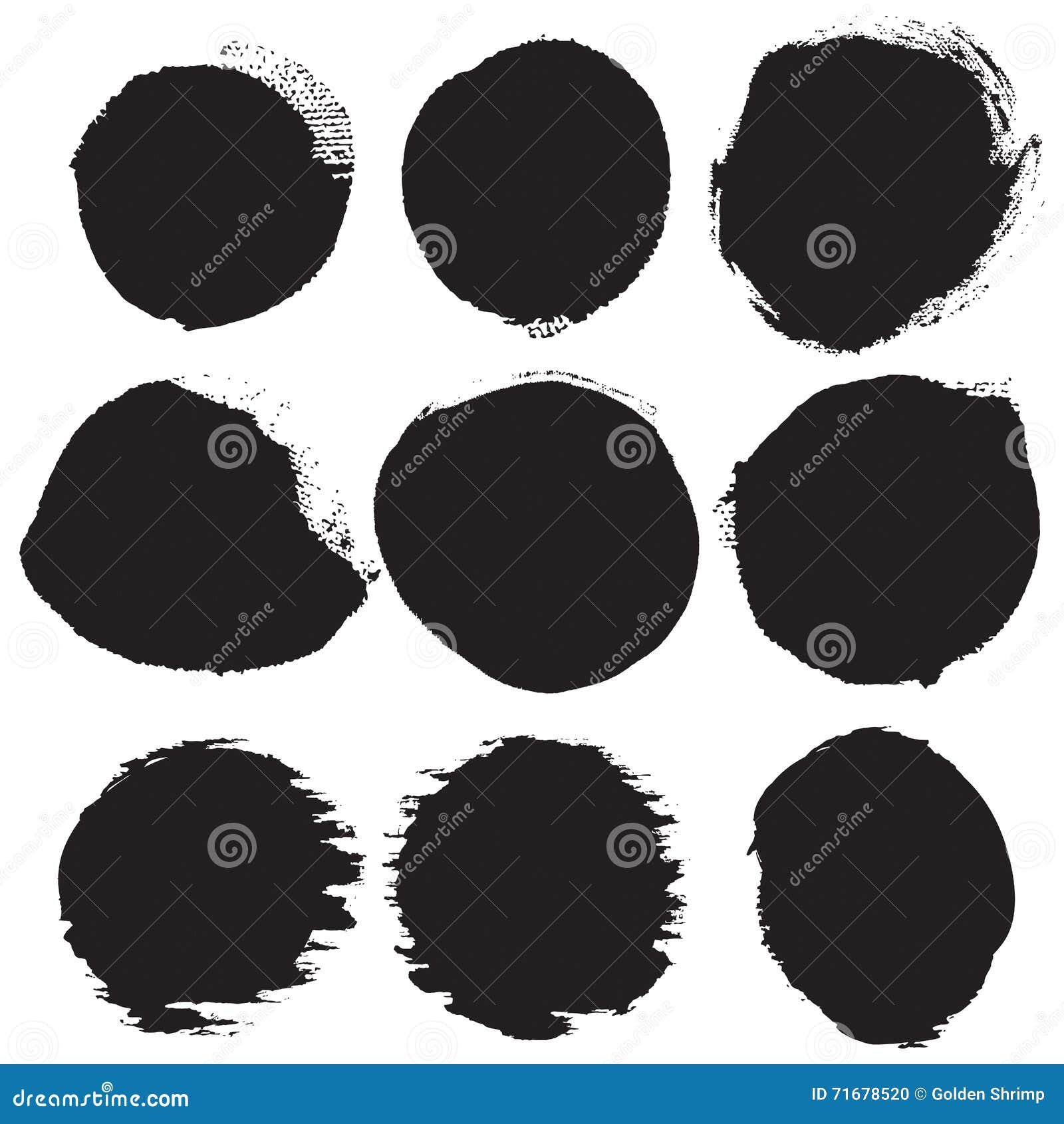 Set of Ink Vector Circle Stains Stock Vector - Illustration of element ...
