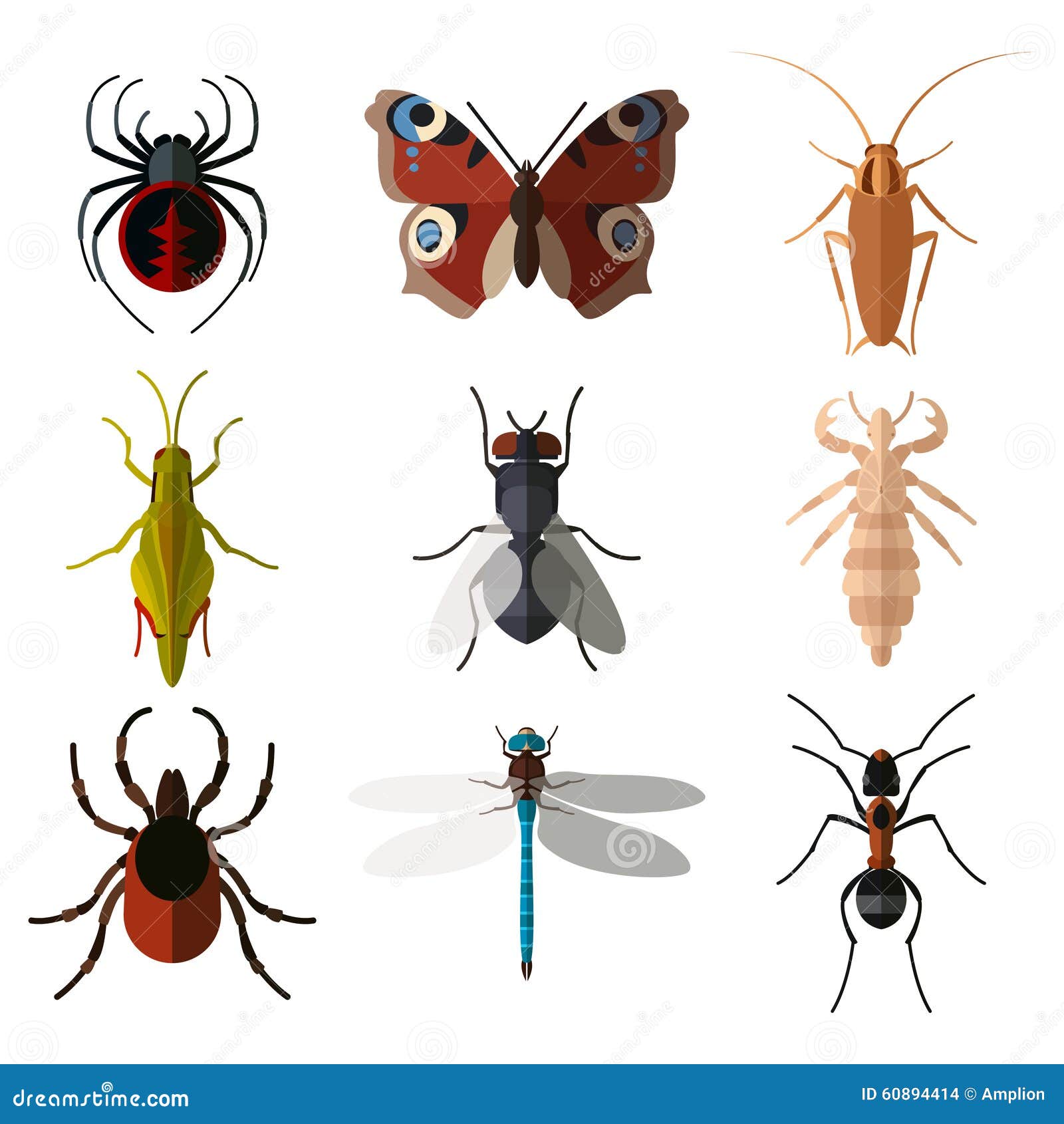 Set of insect flat icons1 stock vector. Illustration of collection ...