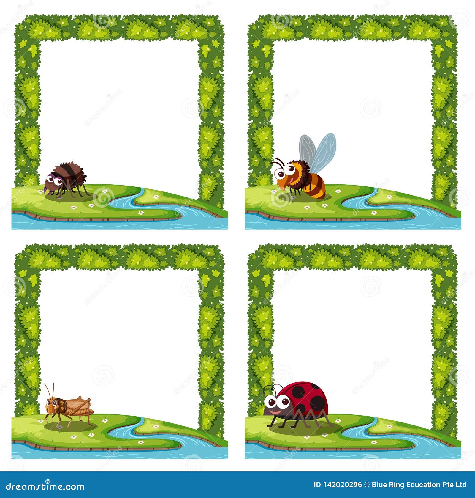 Set of insect in frame stock vector. Illustration of banner - 142020296