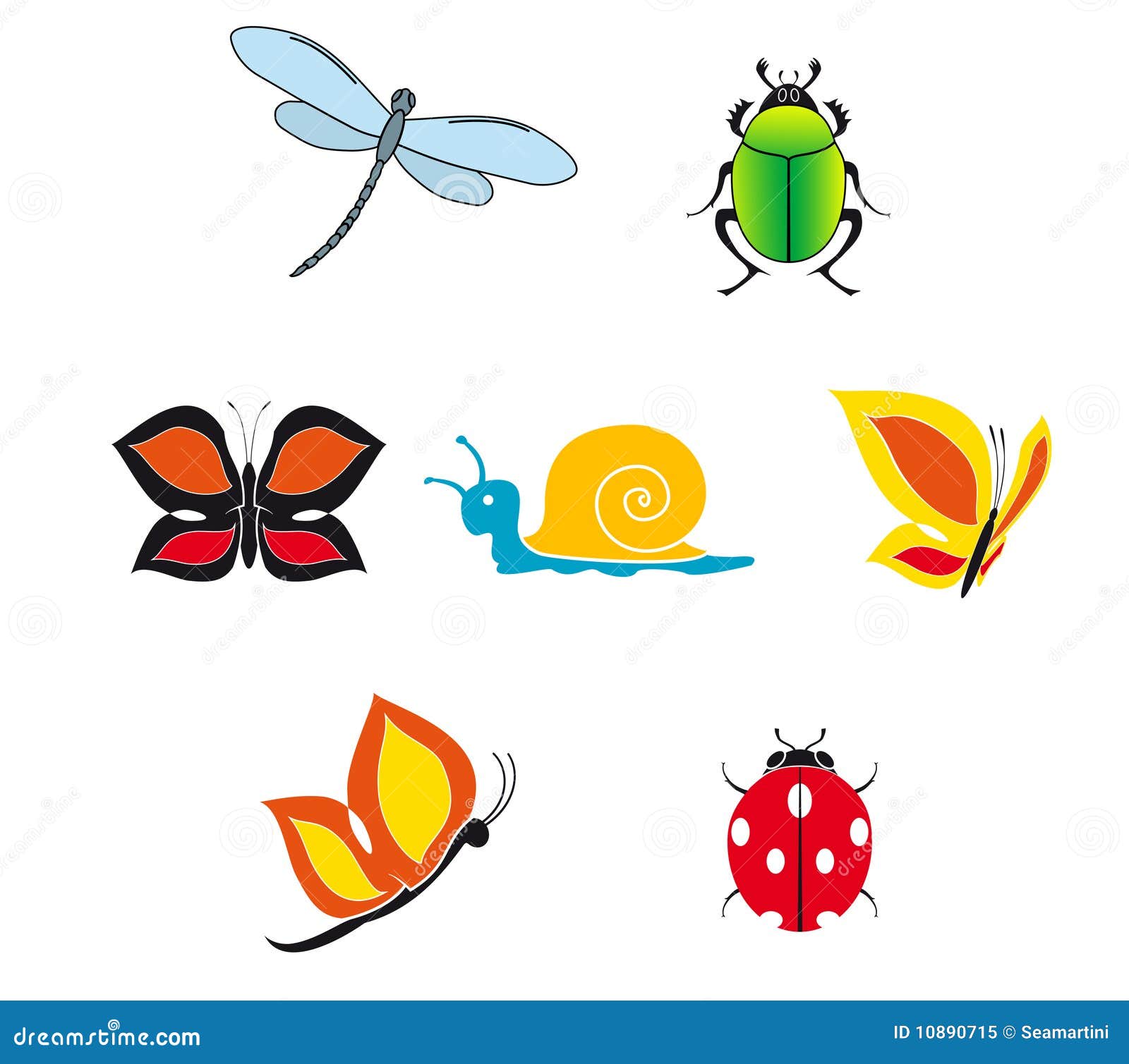 Set of insect icons stock vector. Illustration of ladybug - 10890715