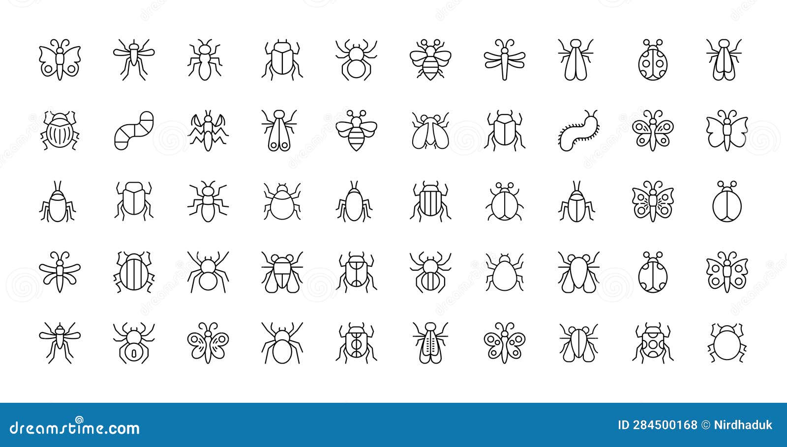Set of Insect Icons Collection. Stock Vector - Illustration of ...