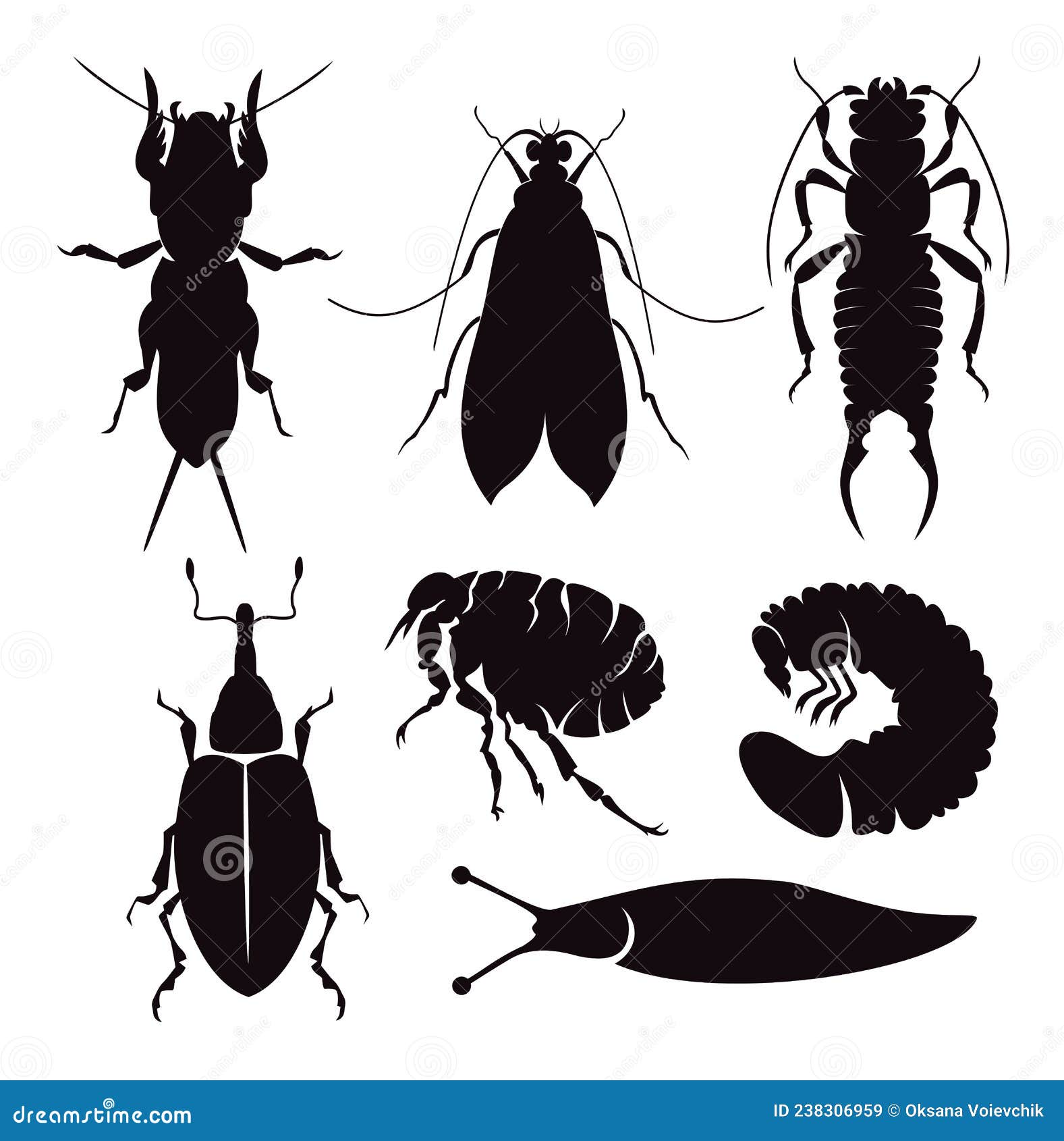 Set of Insect Silhouettes Vector Stock Vector - Illustration of object ...