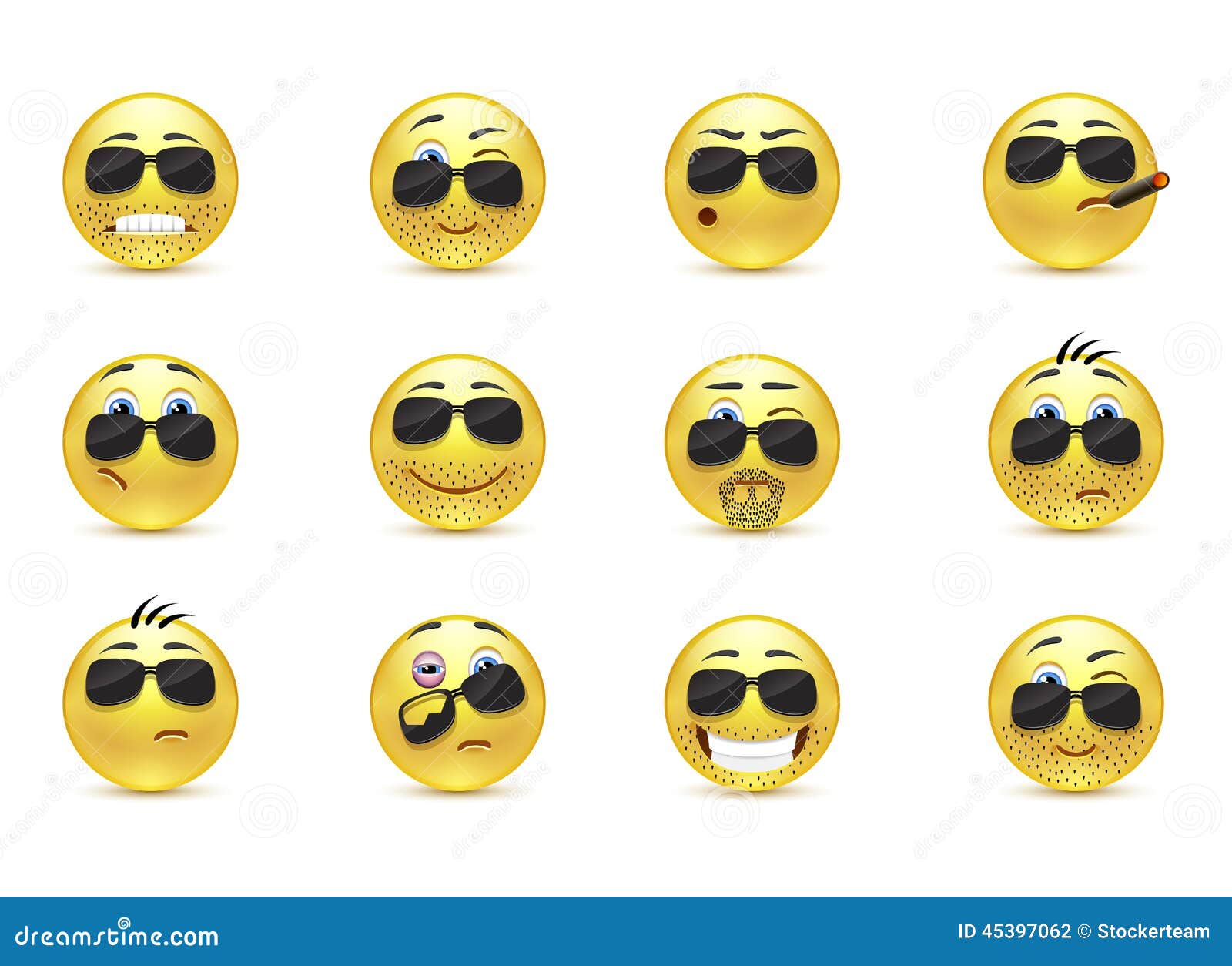 Set Inspirational Bearded Emoticons Stock Illustration - Illustration ...