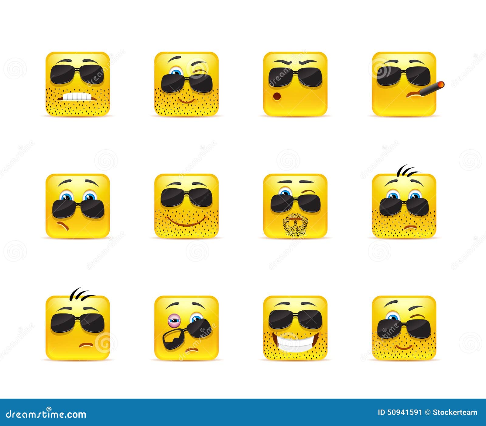 Set Inspirational Bearded Emoticons Stock Illustration - Illustration ...