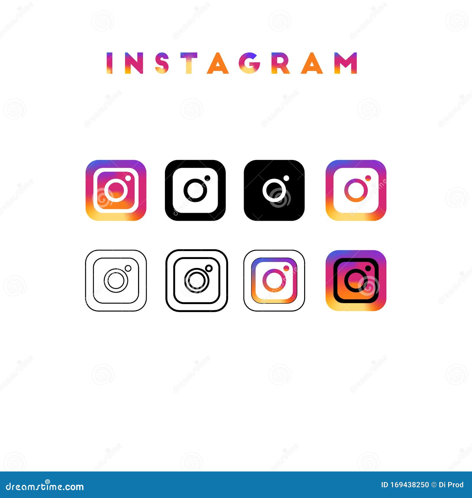 Set of Instagram Vector Logos Editorial Image - Illustration of pattern ...