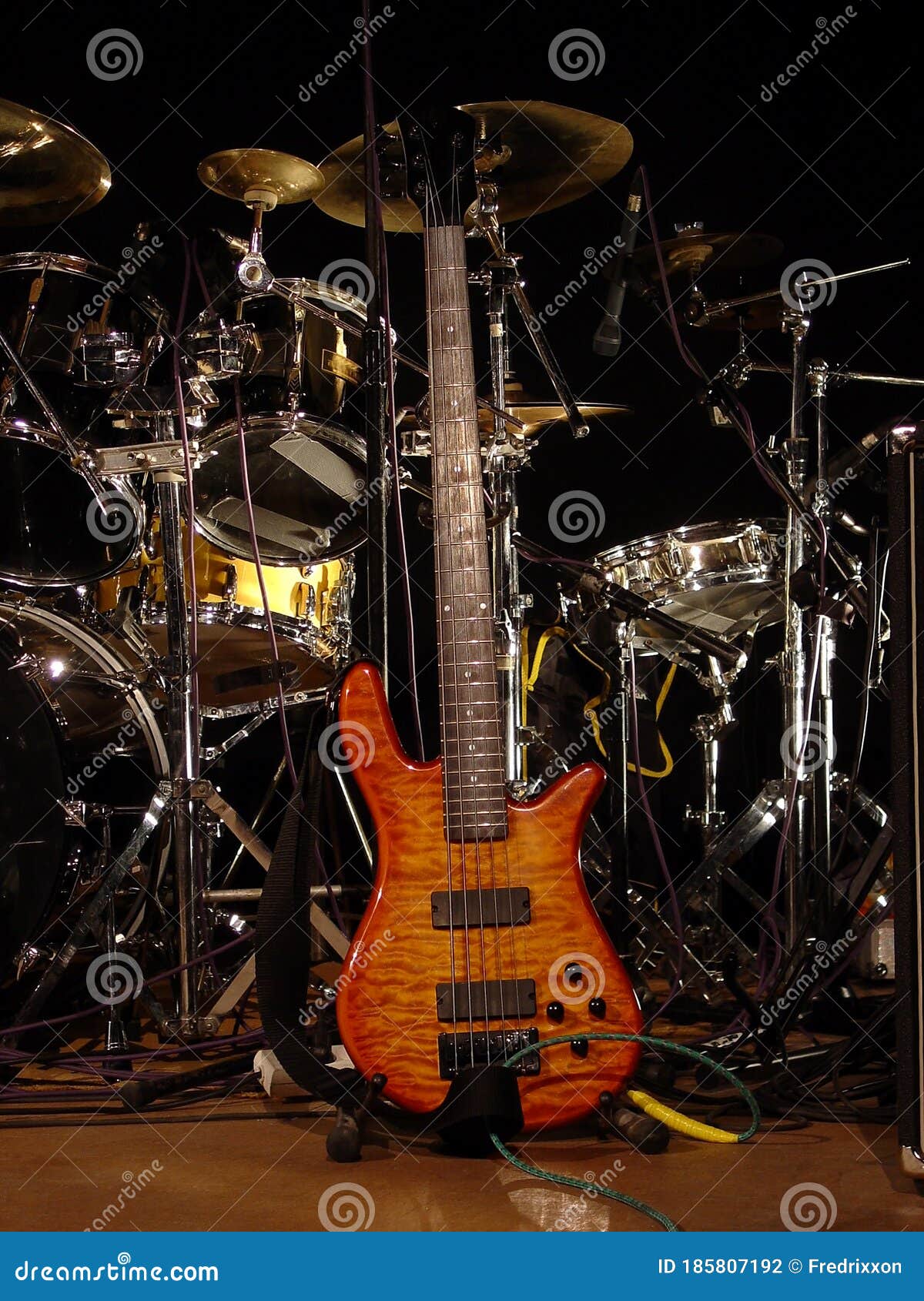 Set of Instruments on the Stage. Stock Photo - Image of guitar ...