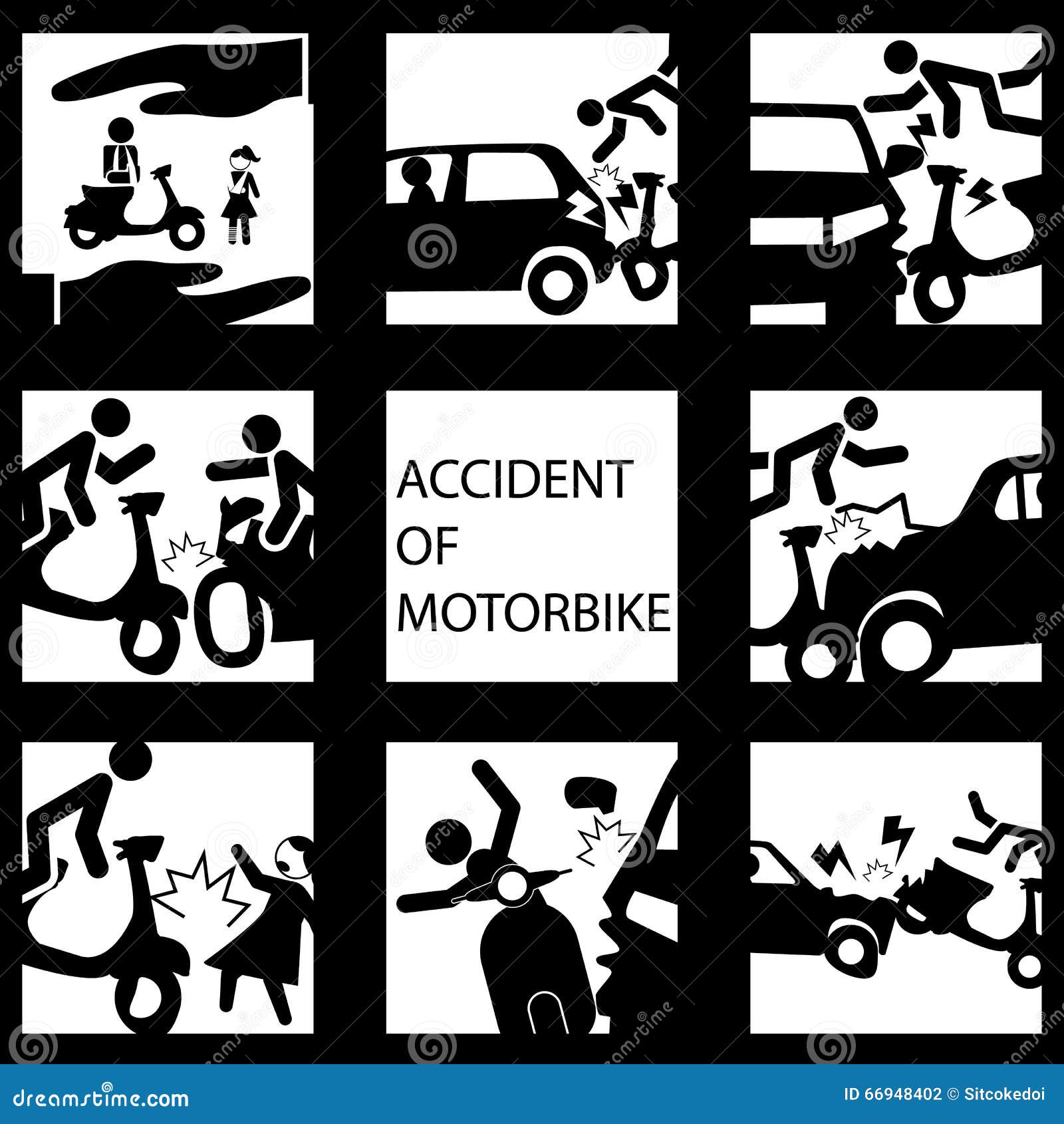 Set of Insurance on a Motorcycle Accident Stock Vector - Illustration ...