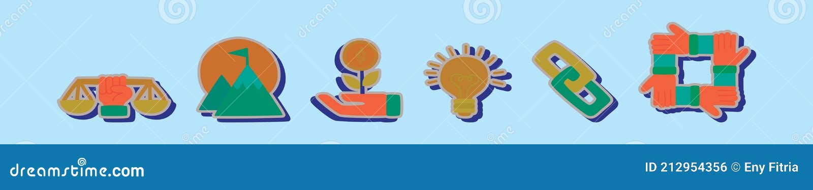 Set of Integrity Cartoon Icon Design Template with Various Models ...