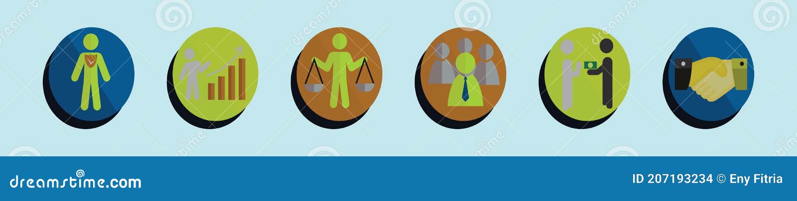 Set of Integrity Cartoon Icon Design Template with Various Models ...