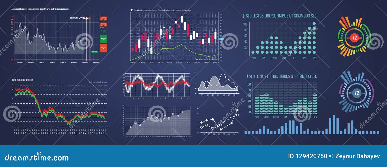 Set of Intelligent Technology Hud Interface. Network Management Data ...