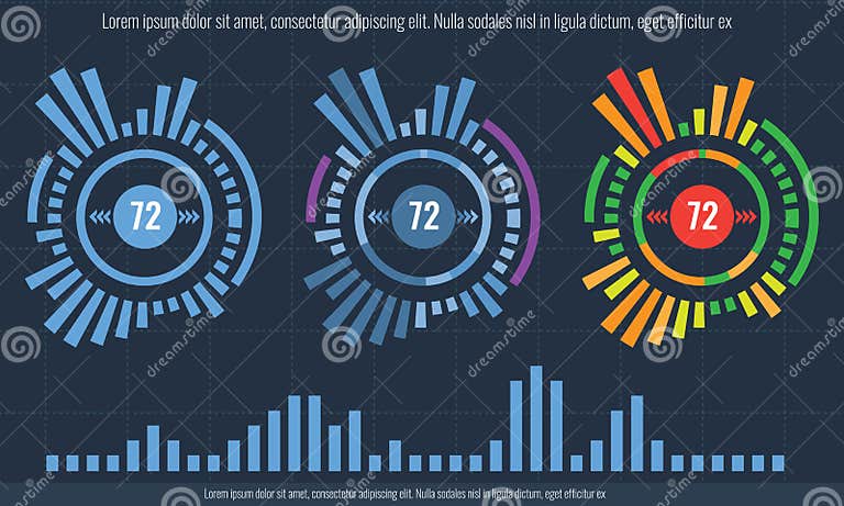 Set of Intelligent Technology Hud Interface. Network Management Data ...