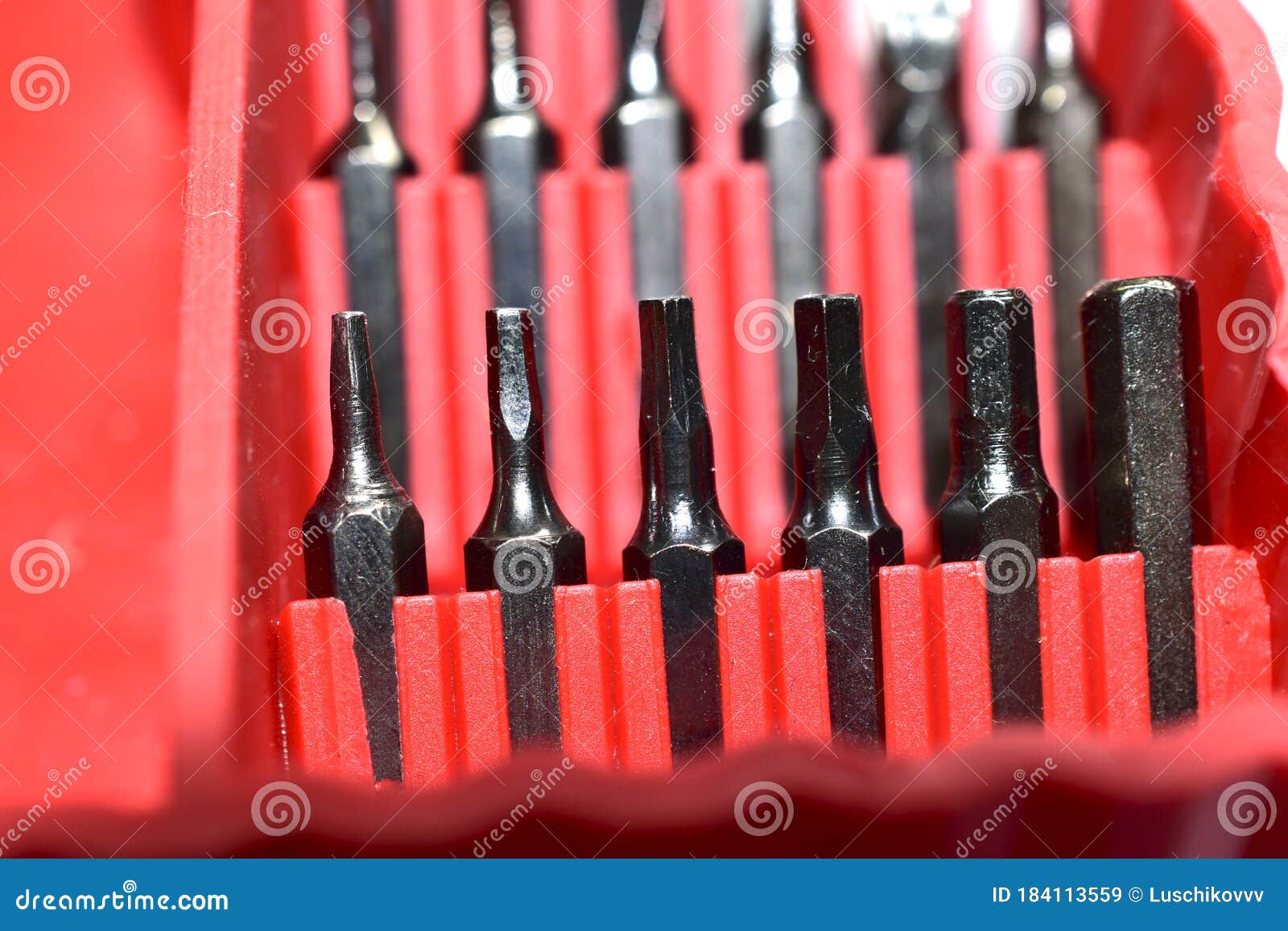 A Set of Interchangeable Heads for a Screwdriver Stock Image - Image of ...