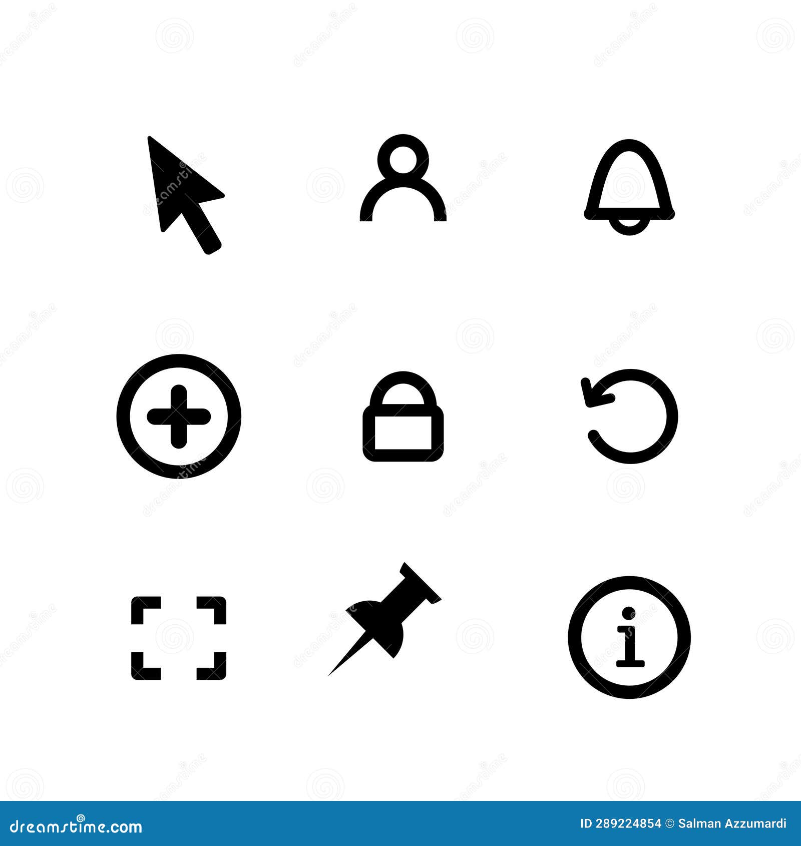 Set of Interface Black and White Icons for Web and Mobile. Simple but ...