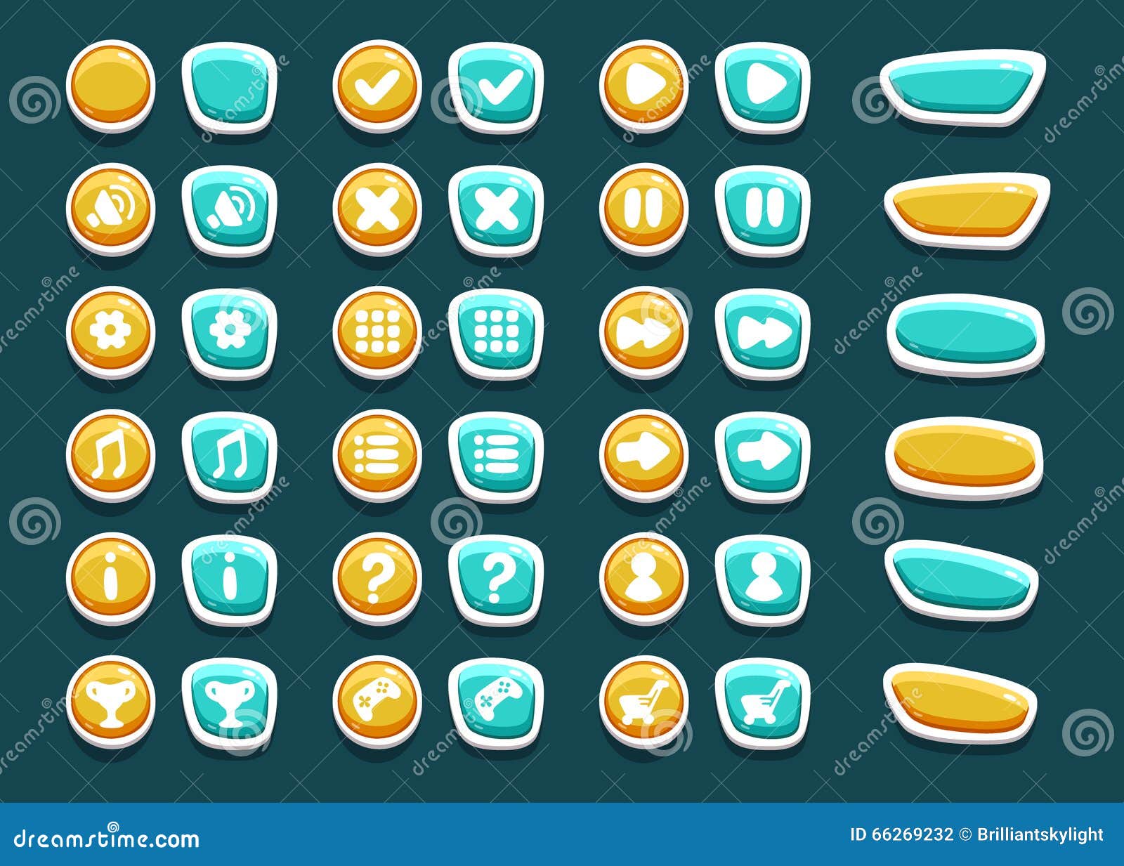 Set with Interface Buttons with Icons Stock Vector - Illustration of ...