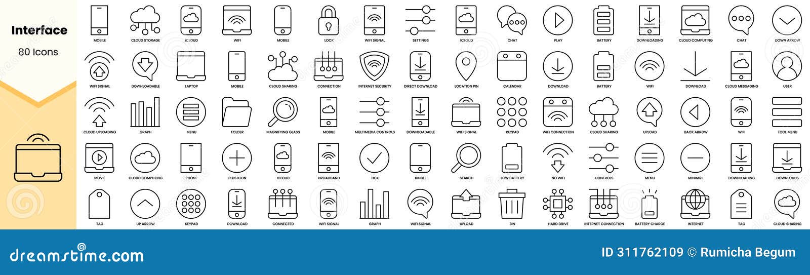 Set of Interface Icons. Simple Line Art Style Icons Pack Stock Vector ...