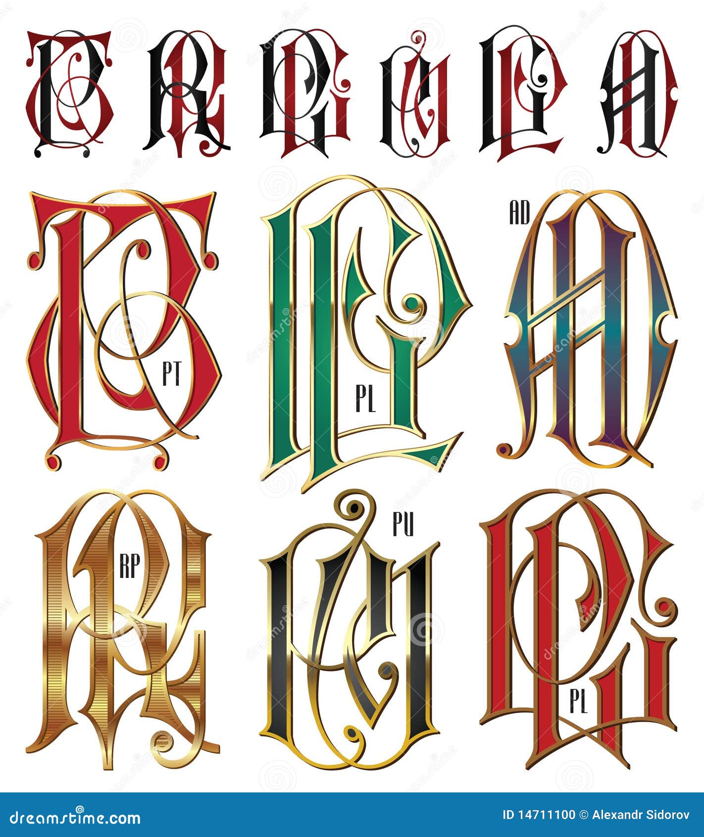 Set of Interlocking Letters Stock Vector - Illustration of letter ...