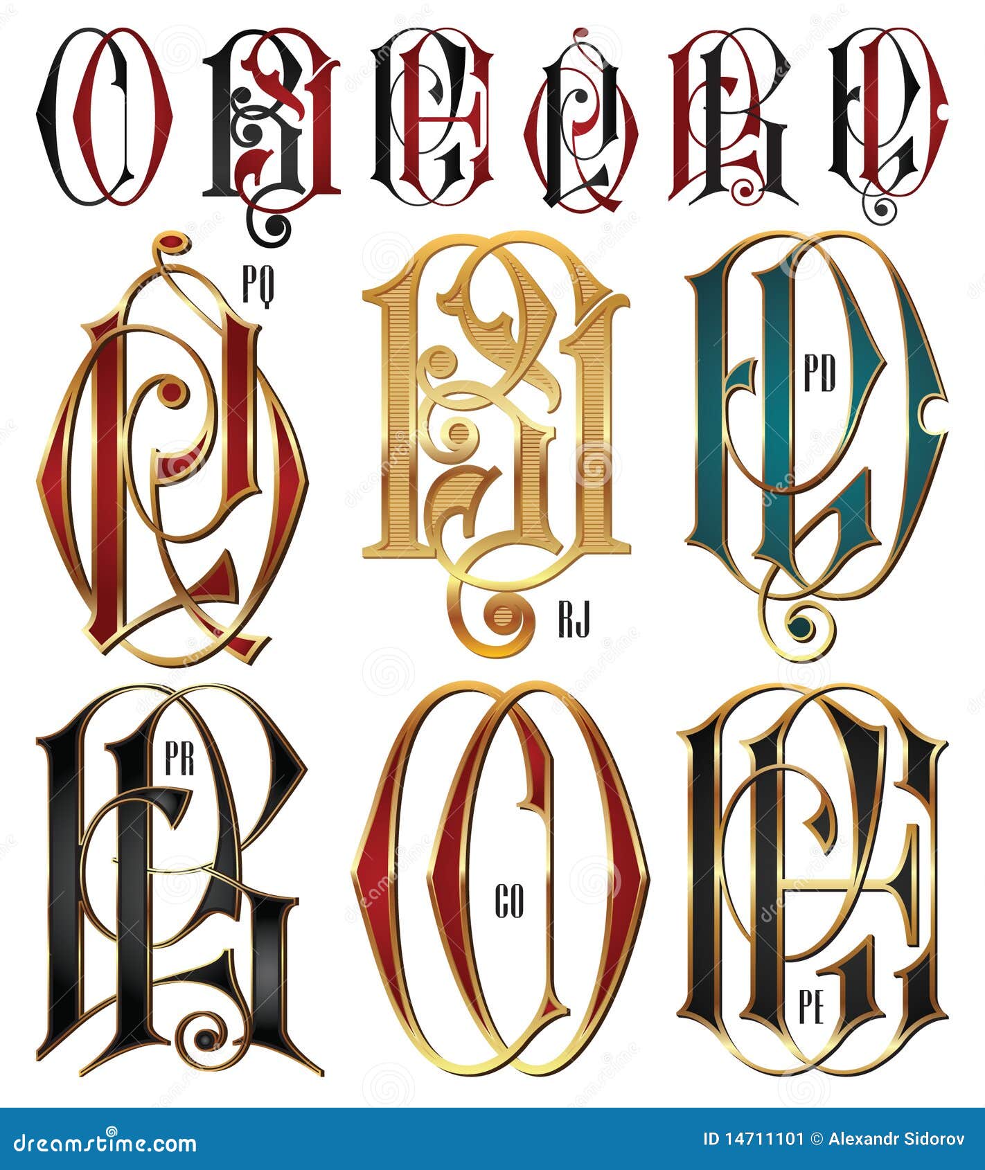 Set of Interlocking Letters Stock Vector - Illustration of black ...