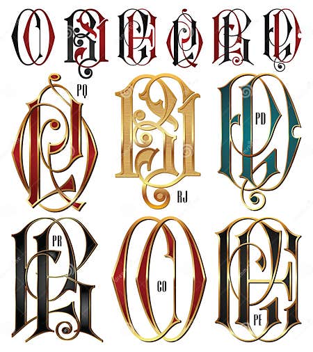 Set of Interlocking Letters Stock Vector - Illustration of black ...