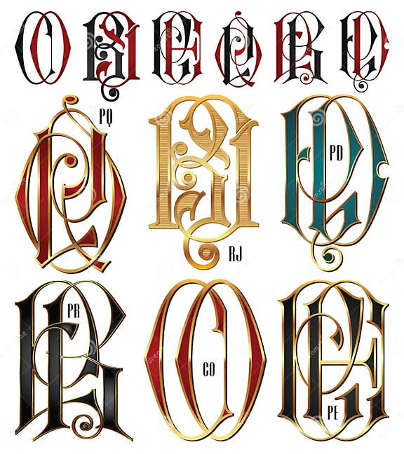 Set of Interlocking Letters Stock Vector - Illustration of black ...