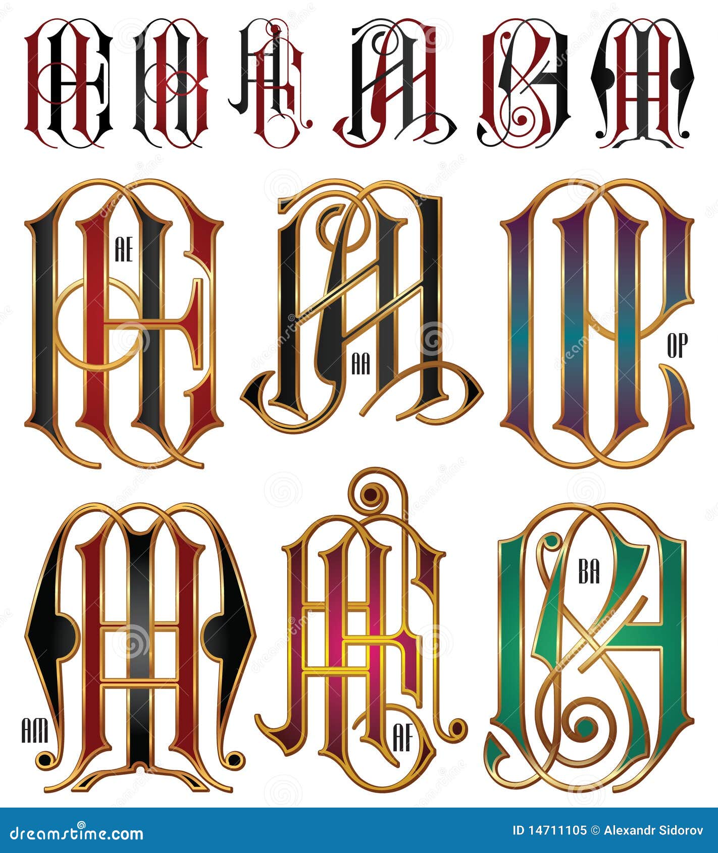 Set of Interlocking Letters Stock Vector - Illustration of alphabet ...