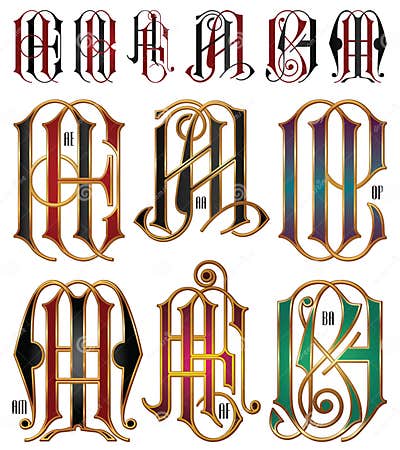 Set of Interlocking Letters Stock Vector - Illustration of alphabet ...