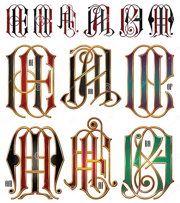 Set of Interlocking Letters Stock Vector - Illustration of alphabet ...